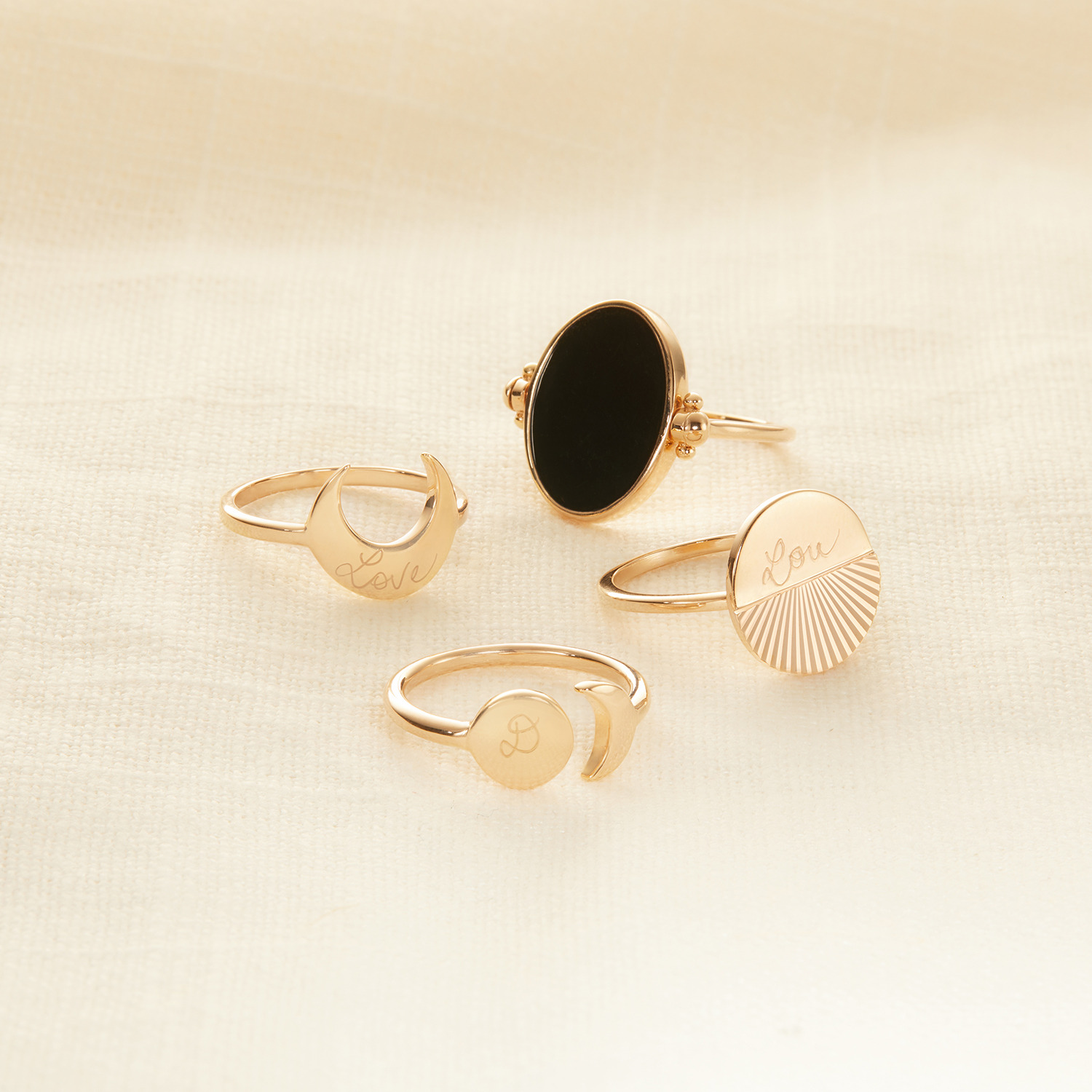 Personalised Black Enamel Spinning Ring | Merci Maman