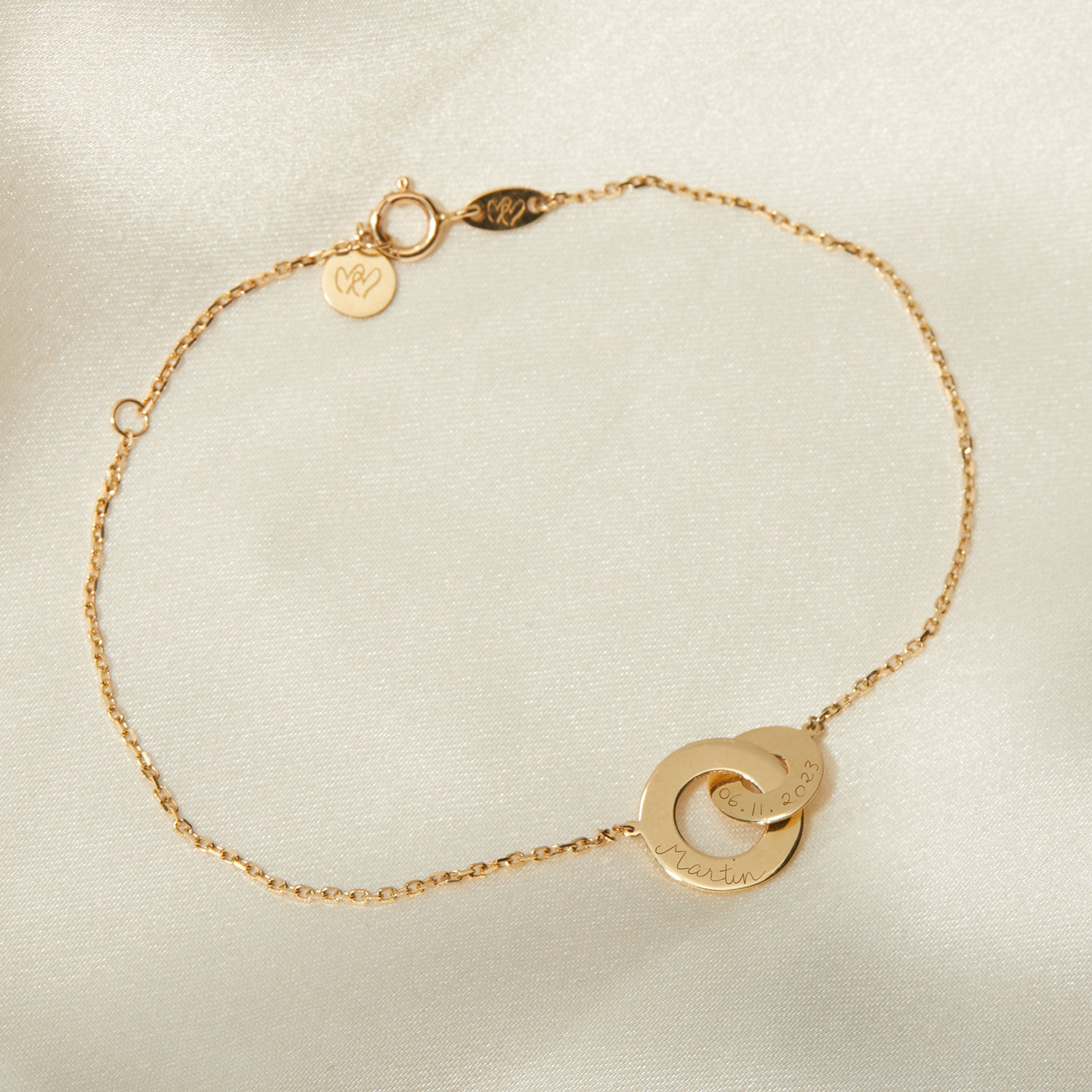 Personalised 9 Carat Gold Mini Intertwined Chain Bracelet | Merci Maman