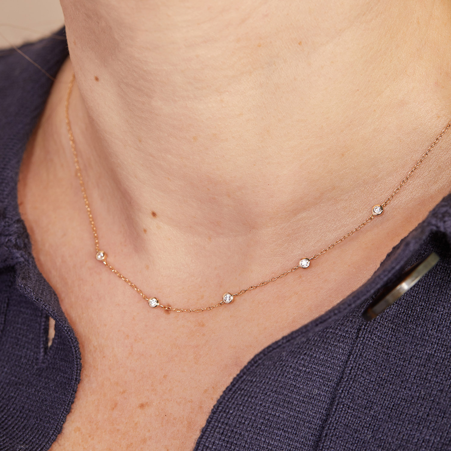 Crystal Solitaire Chain Necklace | Merci maman