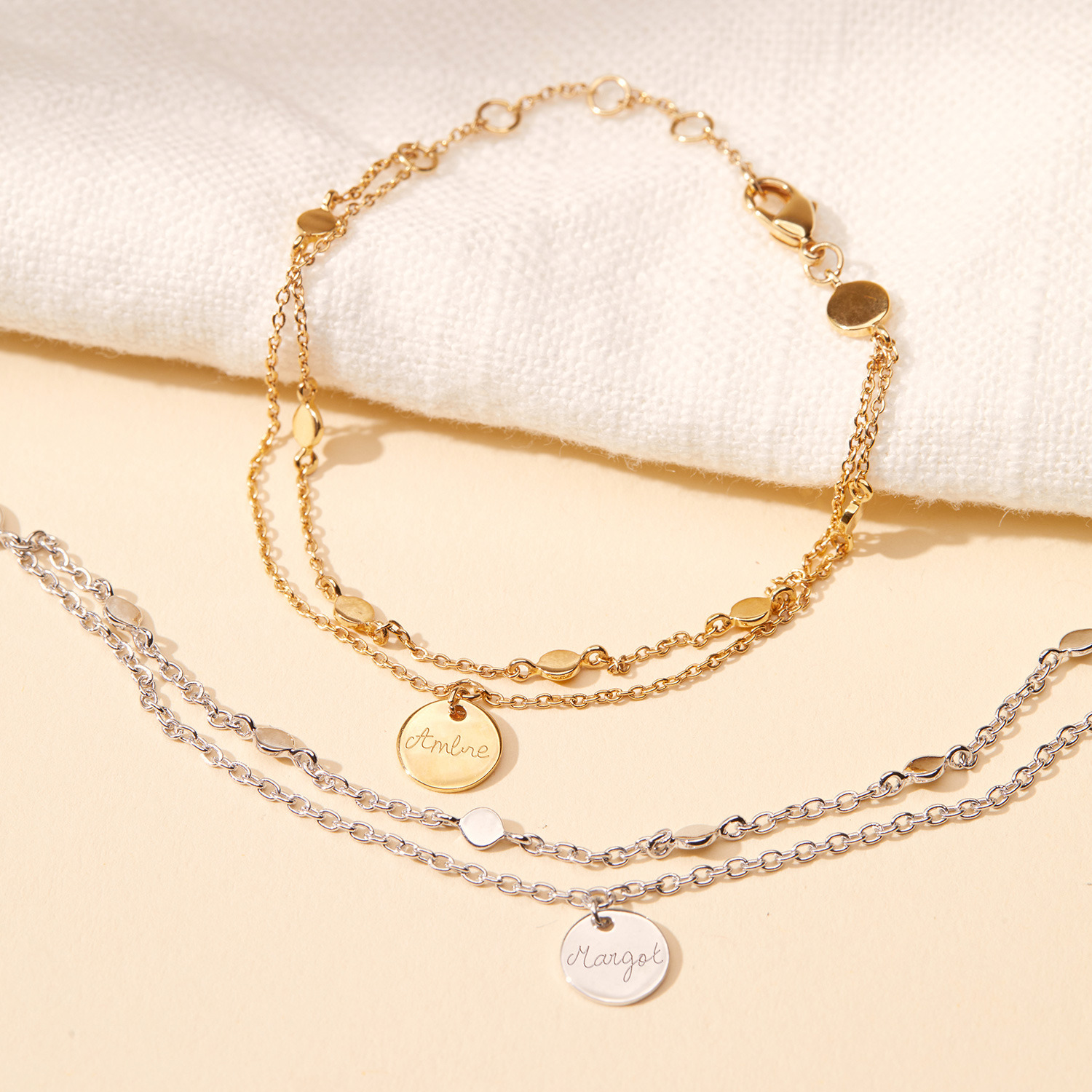 Bracelet personnalisé Double Chaîne | Merci Maman