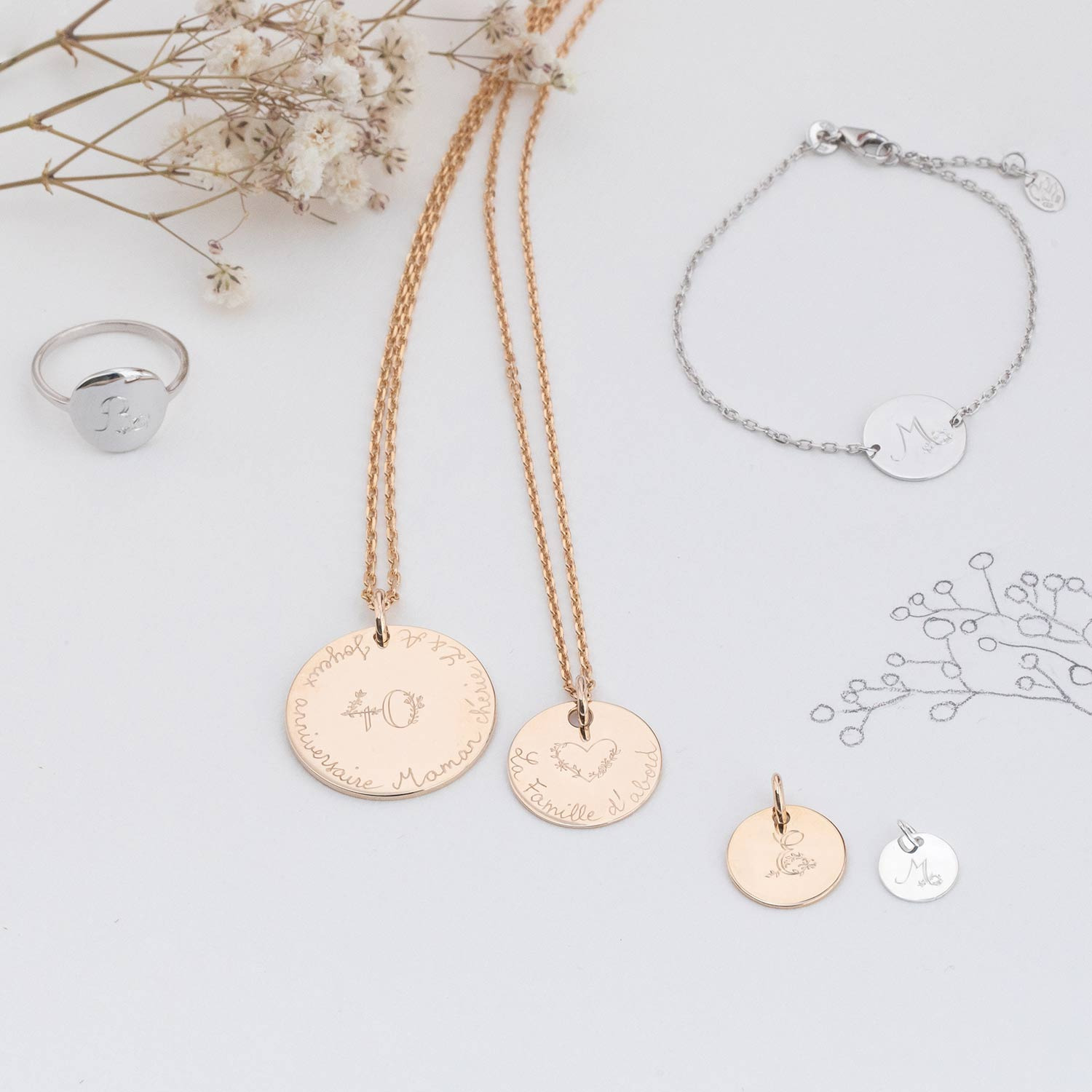 Personalised Floral Alphabet Signet Ring | Merci Maman