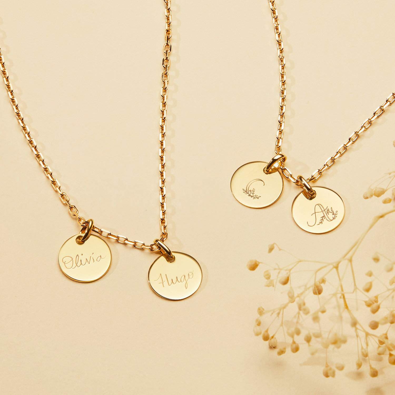 Personalised Floral Alphabet Name Necklace | Merci Maman