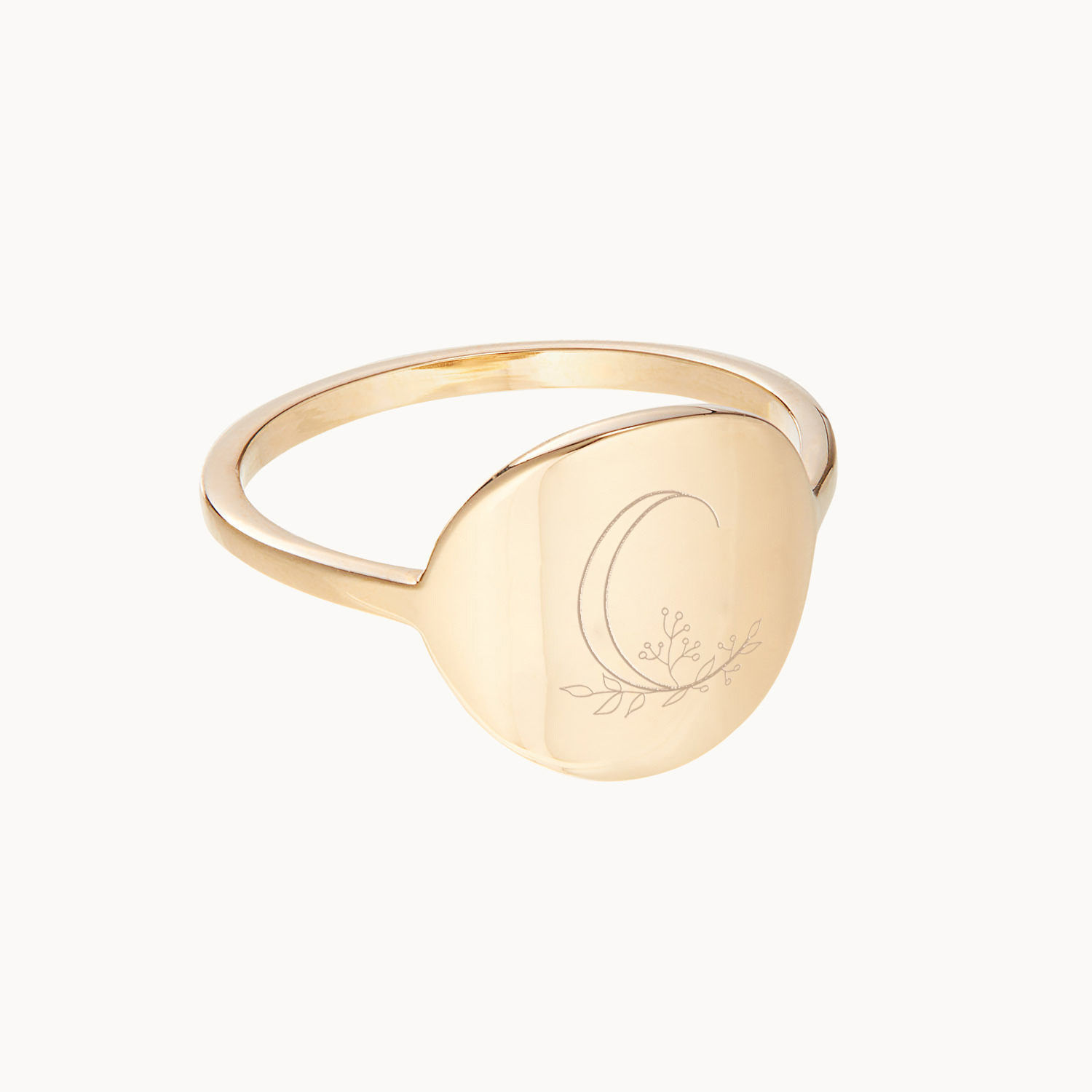 Personalised Floral Alphabet Signet Ring | Merci Maman