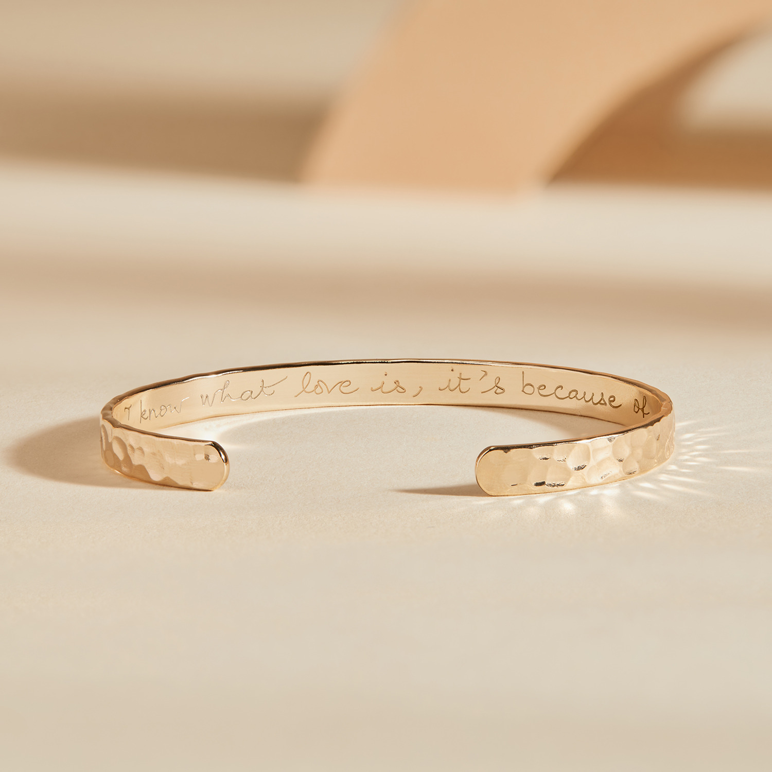 Personalised Hammered Open Bangle | Merci Maman