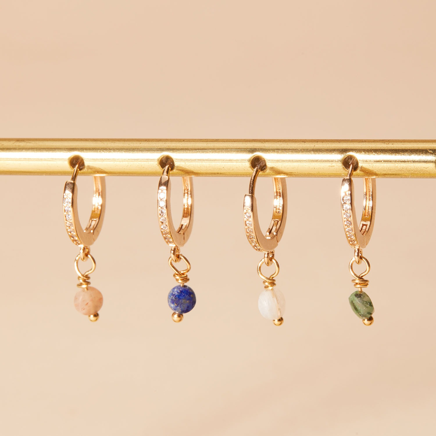Mini Gemstone Hoop Earrings | Merci Maman