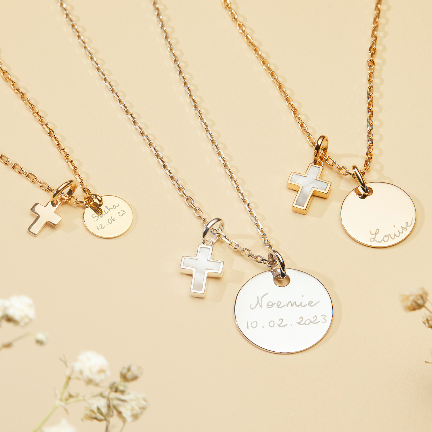Personalised Mini Cross Necklace | Merci Maman