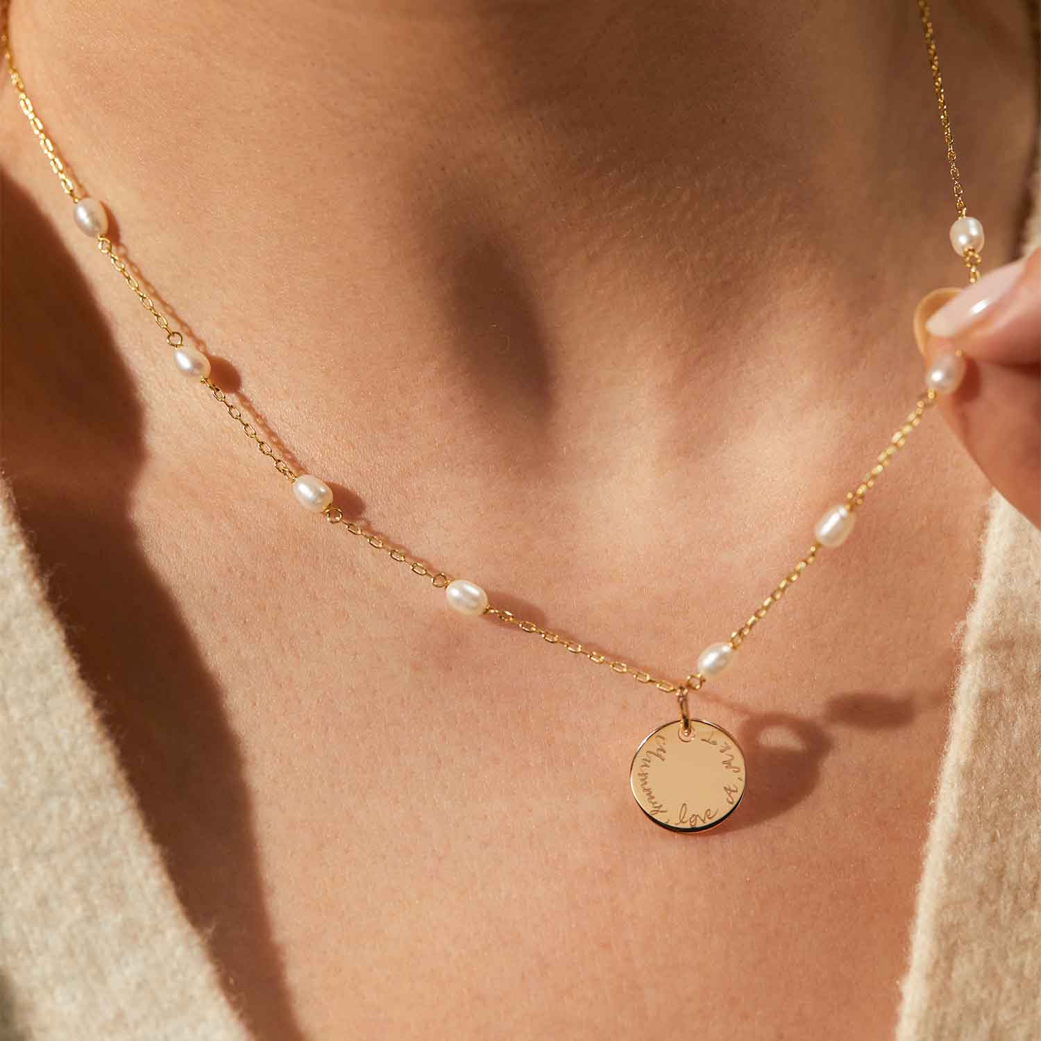 Personalised Pearl Chain Necklace | Merci Maman