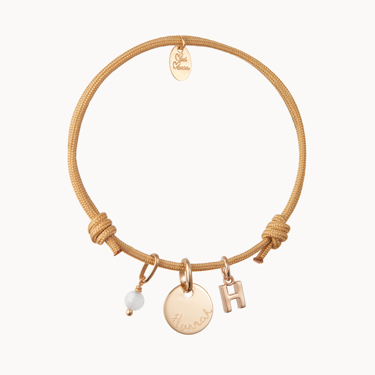 Pulsera personalizada con mini gema y letra Abecedario | Merci Maman