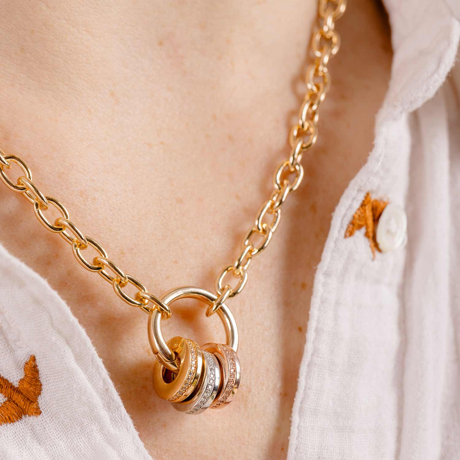 Personalised Round Lucky Charm Unity Necklace | Merci Maman