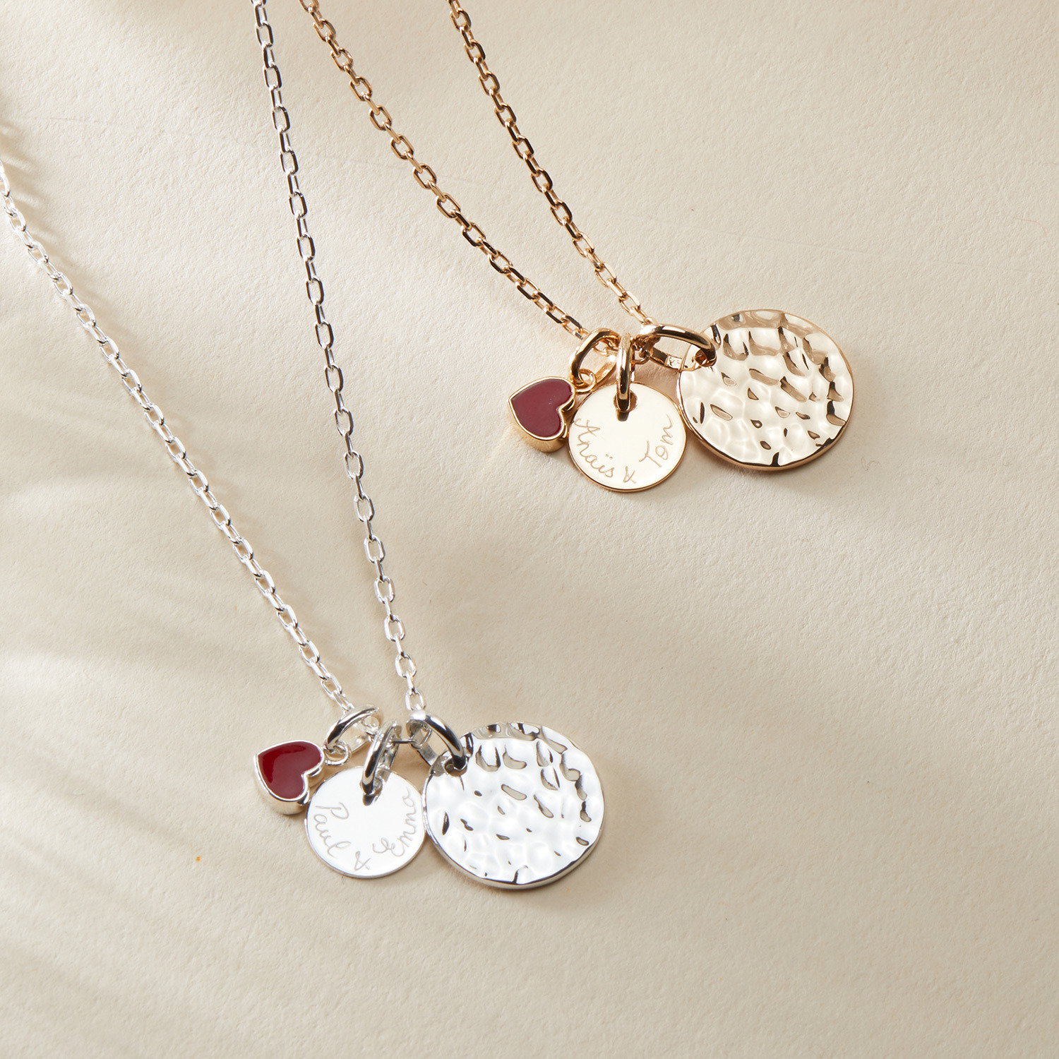 Petit Collier Personnalisé Double Disque Saint-Valentin | Merci Maman