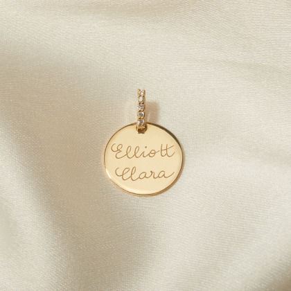 Personalised 9 Carat Gold Diamond Disc | Merci Maman