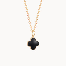 Personalised Black Enamel Clover Cross Necklace | Merci Maman